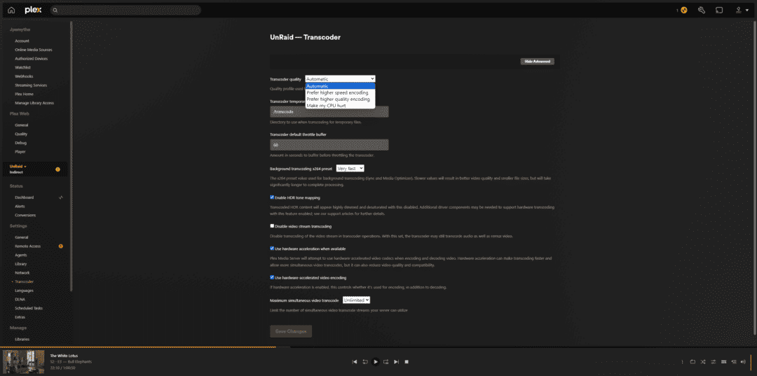 Plex Transcoding Performance Guide