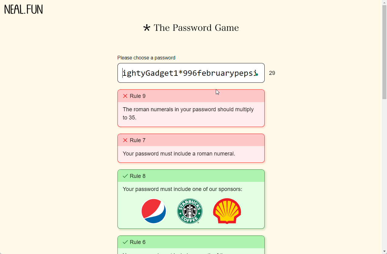 Password Game Rule 9 Guide: Which Roman Numerals Multiply to 35?
